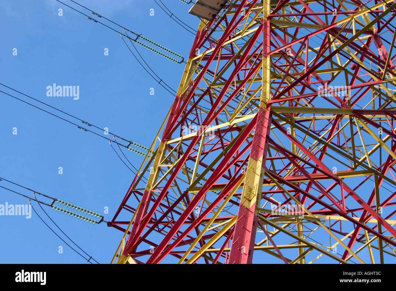 closeup of electricity power transmission tower Stock Photo - Alamy