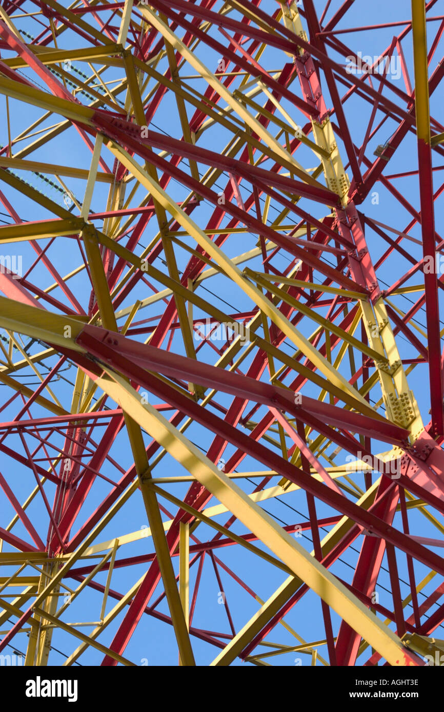 closeup of electricity power transmission tower Stock Photo - Alamy