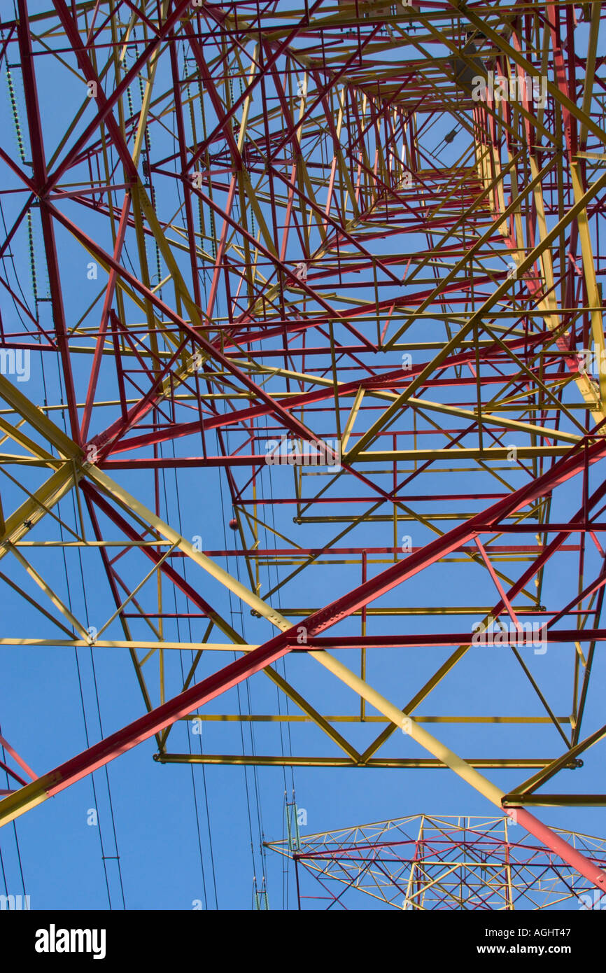 lattice pattern of electricity power transmission tower Stock Photo - Alamy