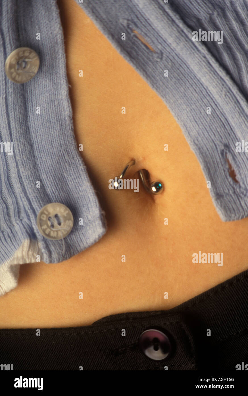 detail of pierced tummy button Stock Photo - Alamy