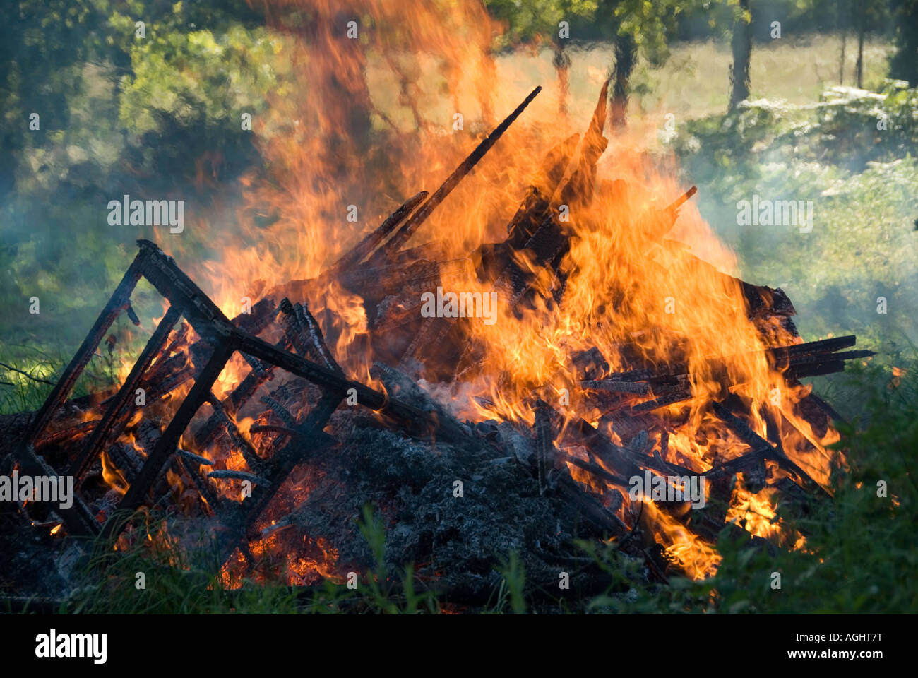 Image of a bonfire The fire is burning old rubbish after clearing out ...
