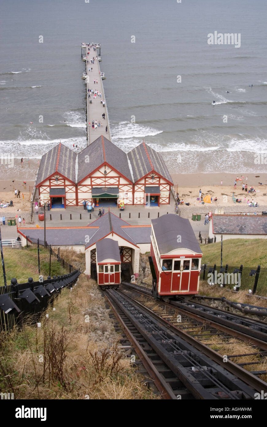 Saltburn's Victorian water powered cliff lifts Stock Photo - Alamy