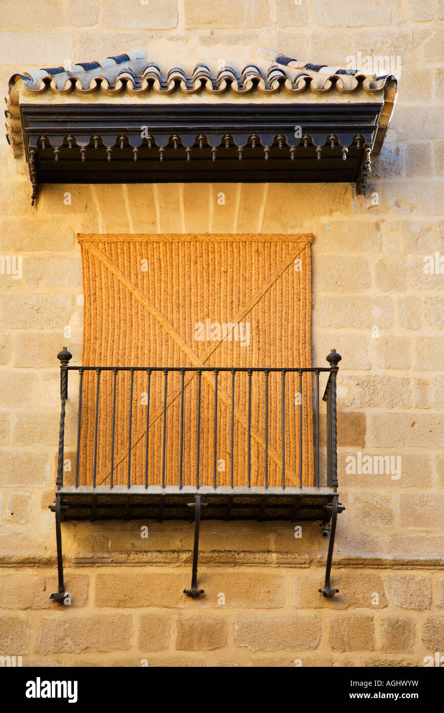 Shuttered window with balcony at the Picasso Museum in Malaga Spain ...
