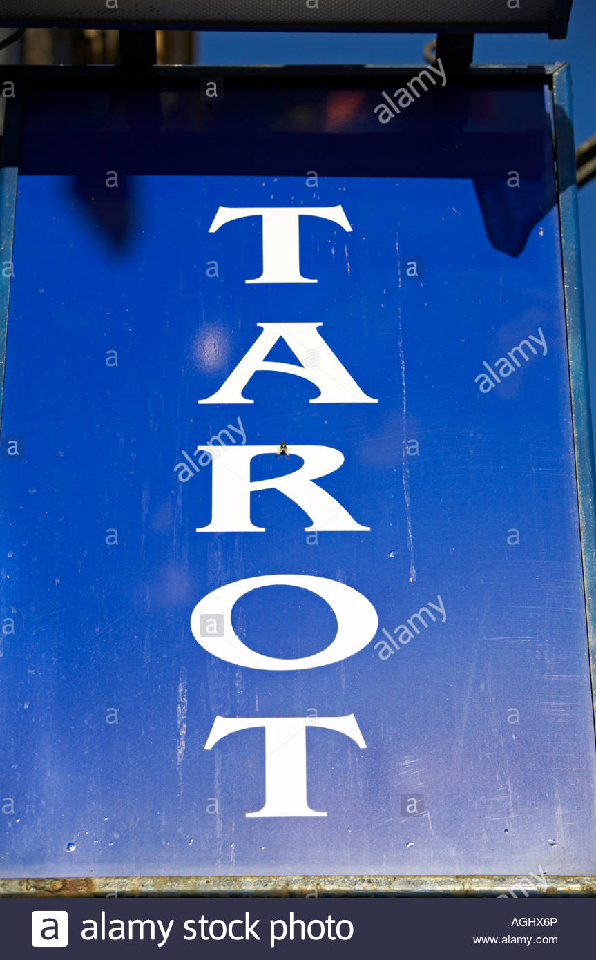 Tarot shop signpost Stock Photo - Alamy