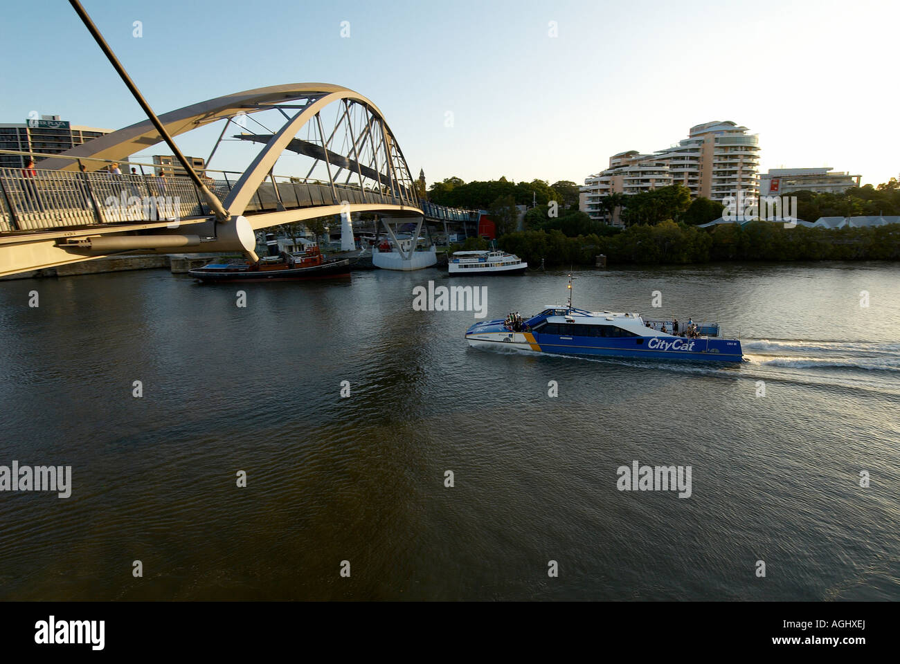 Catycat going under the Goodwill Bridge on Brisbane River, Queensland ...