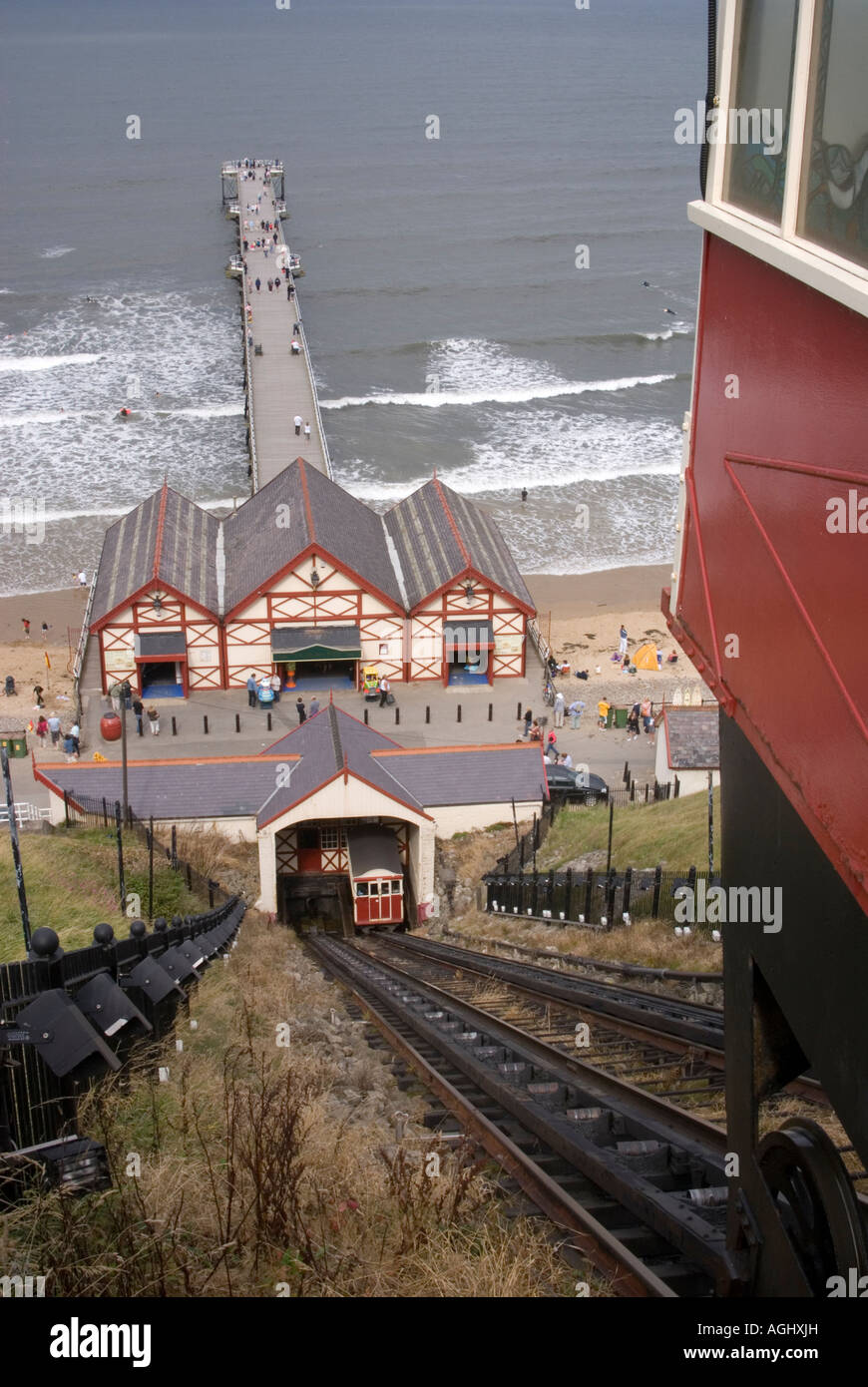 Saltburn's Victorian water powered cliff lifts Stock Photo - Alamy