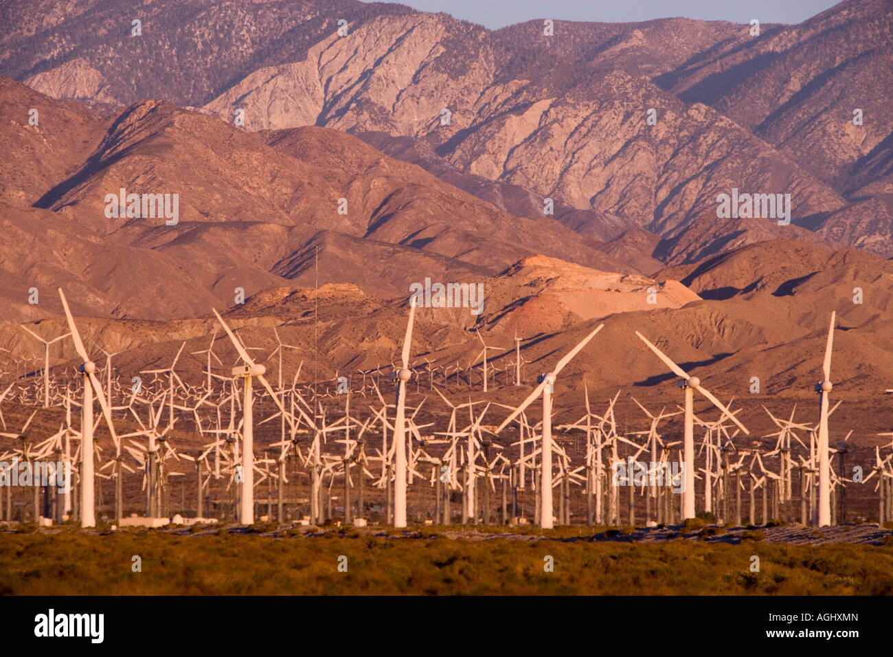 A wind farm in the San Gorgonio Mountain Pass in Palm Springs ...