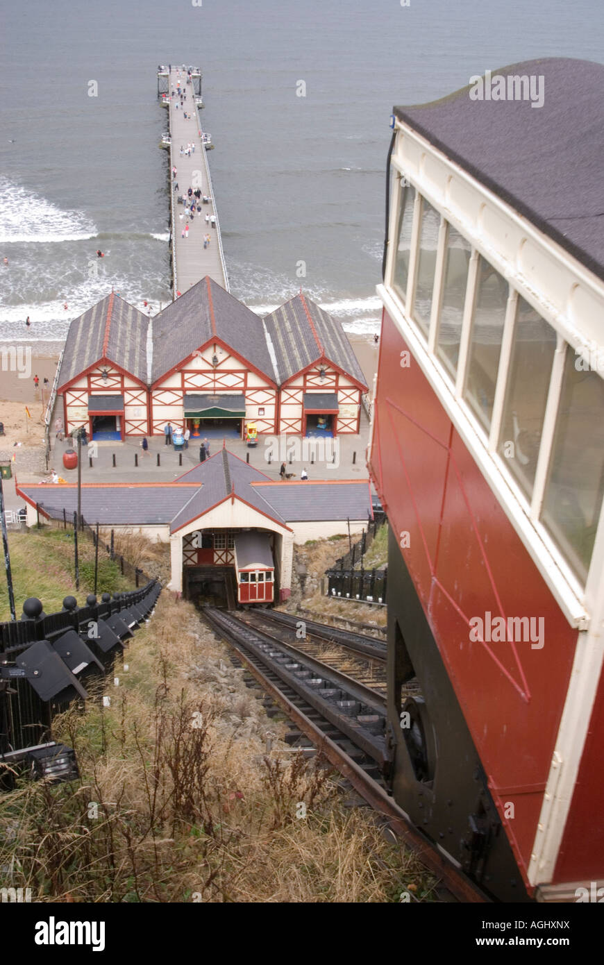 Saltburn's Victorian water powered cliff lifts Stock Photo - Alamy