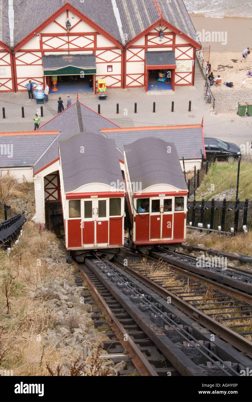 Saltburn's Victorian water powered cliff lifts Stock Photo - Alamy
