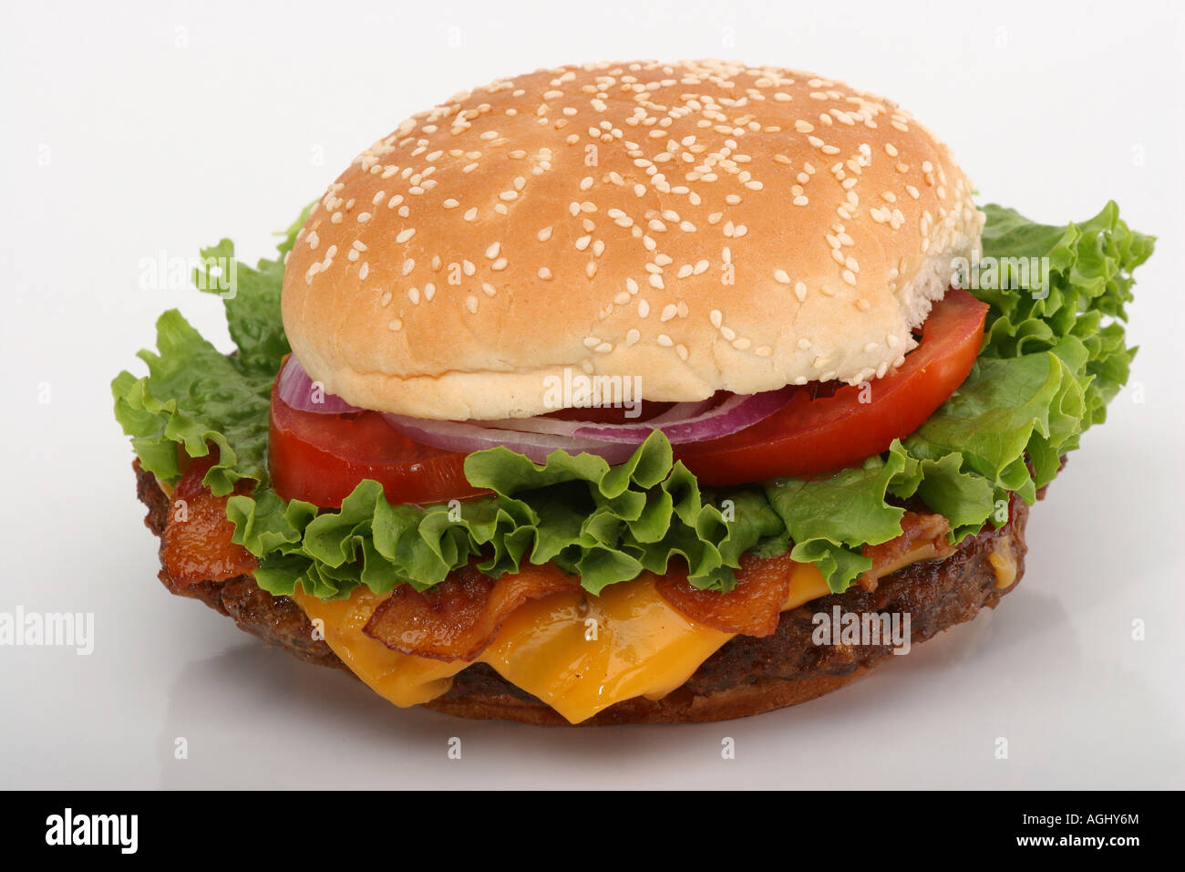 Closeup of Hamburger fast food Burger vegetables cut out cutout ...