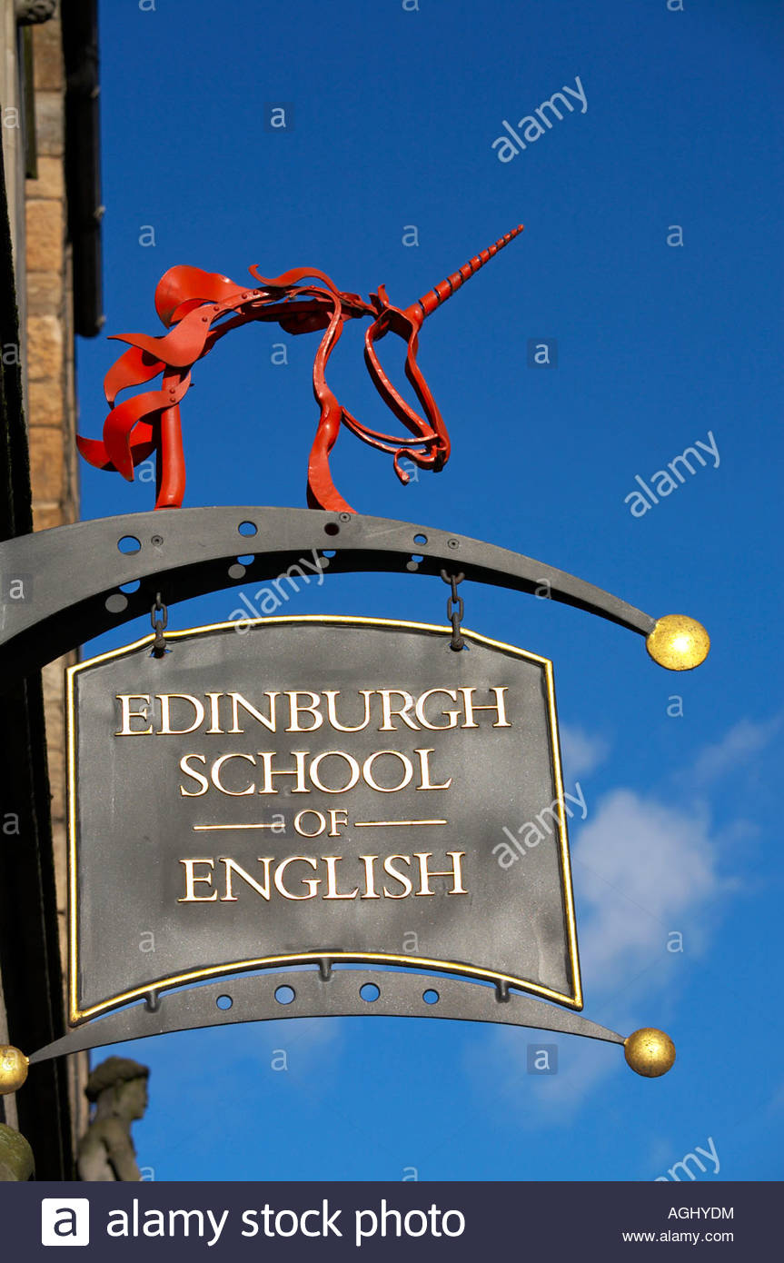 Edinburgh school of English signpost Stock Photo - Alamy
