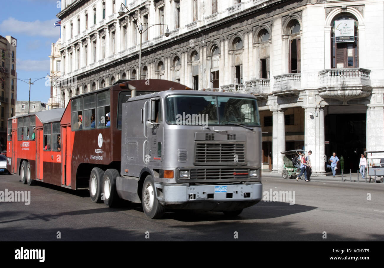 A camellos, one of Cuba's mass transit solutions in Havana Stock Photo ...