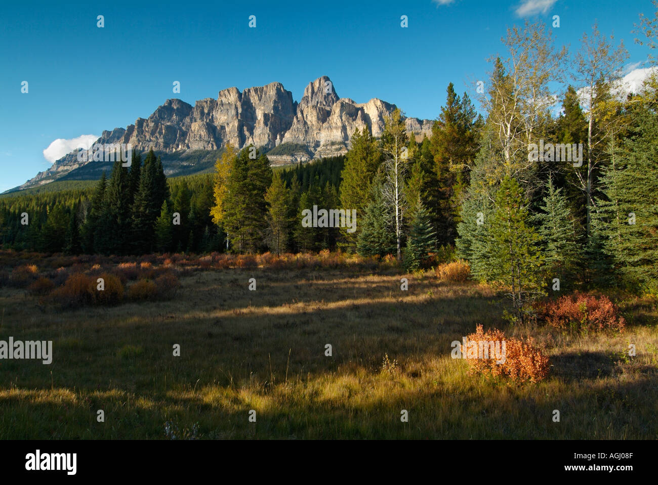 Monolithic Castle Mountain from Bow Valley Parkway Banff National Park ...