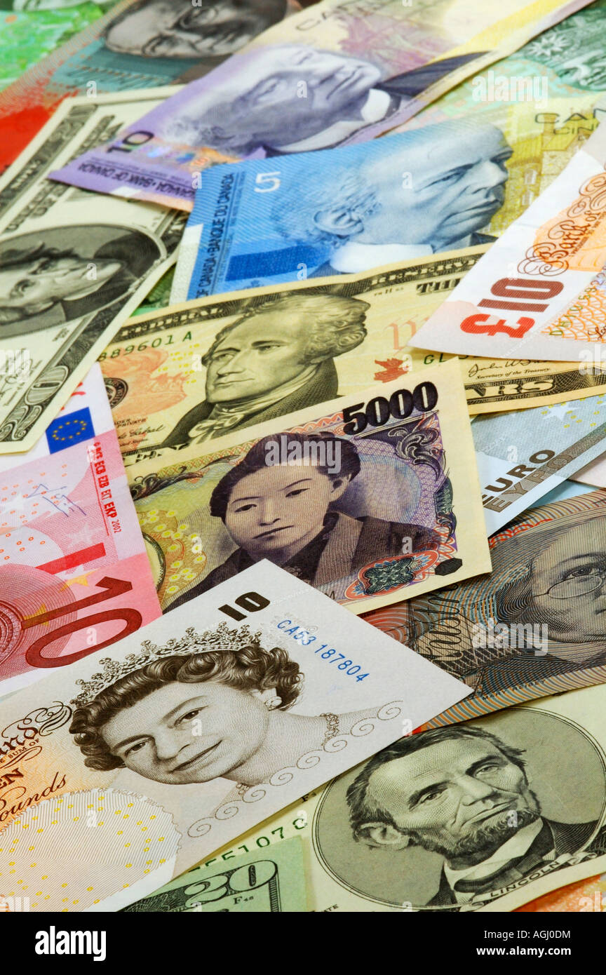 Currencies collage hi-res stock photography and images - Alamy