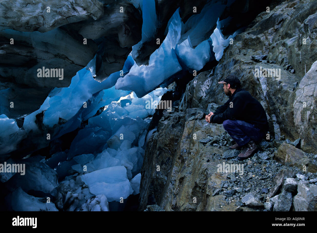 Michael Wheatley photographer at Matier Glacier edge Joffre Lakes ...