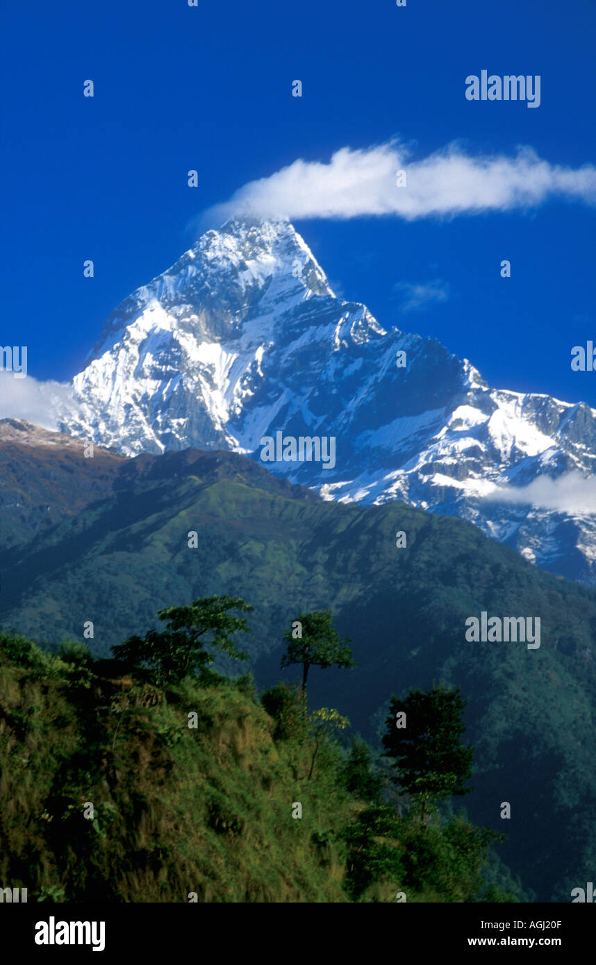 Fishtail Machhapuchhare Mountain sunrise from Siklis Trail Annapurna ...