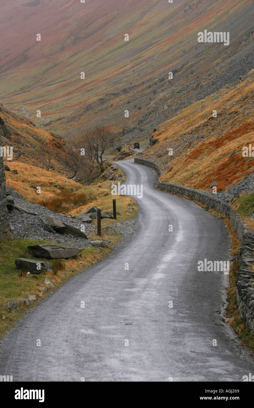 Road down Honister Pass, Lake District Cumbria UK Stock Photo - Alamy