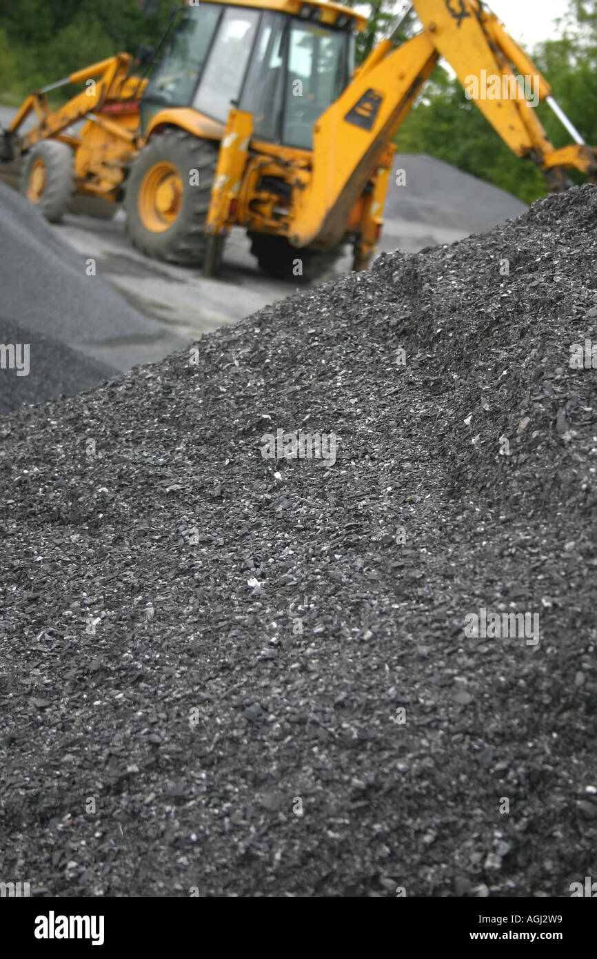 yellow JCB digger at roadside, Ireland Stock Photo - Alamy