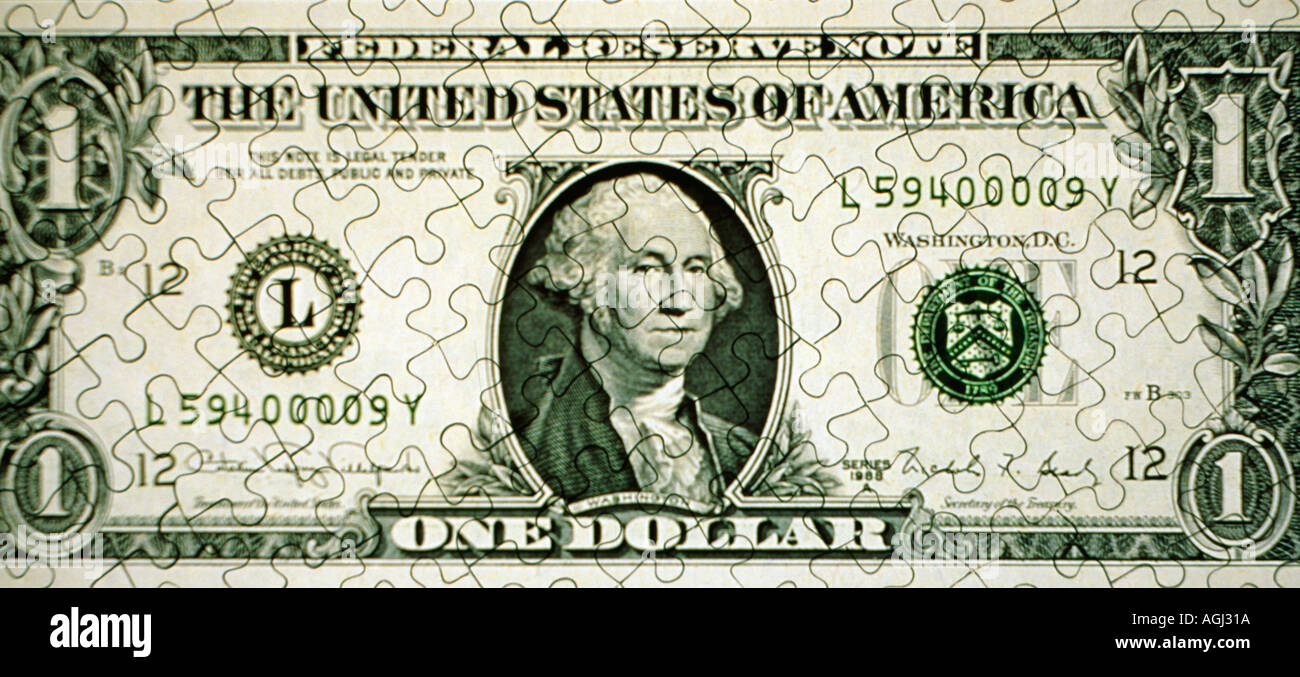 Jigsaw puzzle of United States one dollar bill Stock Photo - Alamy