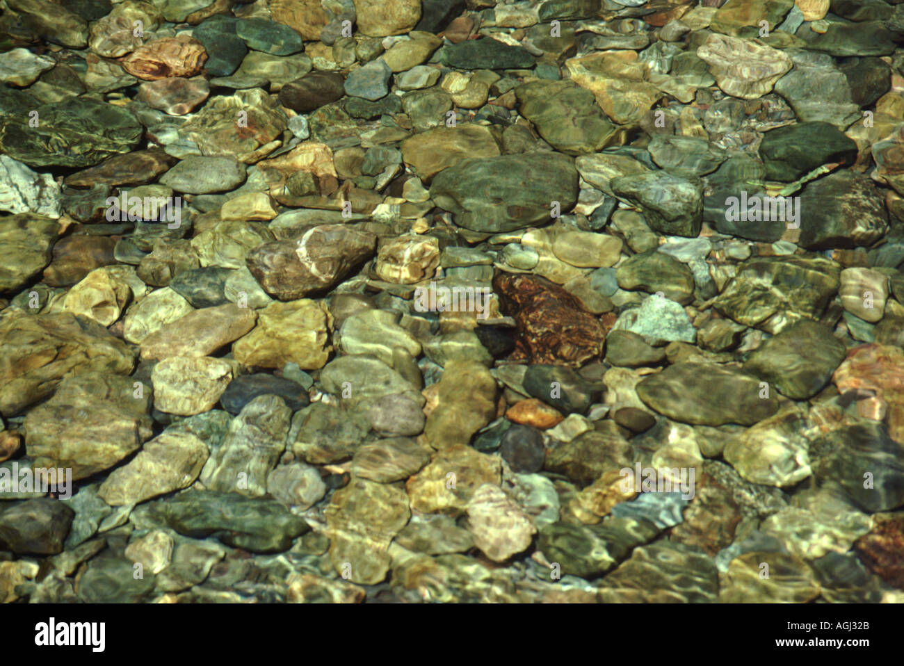 Pebbles on the bottom of a stream Stock Photo - Alamy