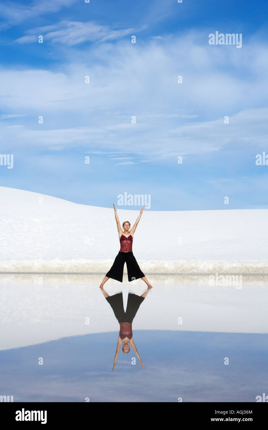 desert yoga reflection Stock Photo - Alamy