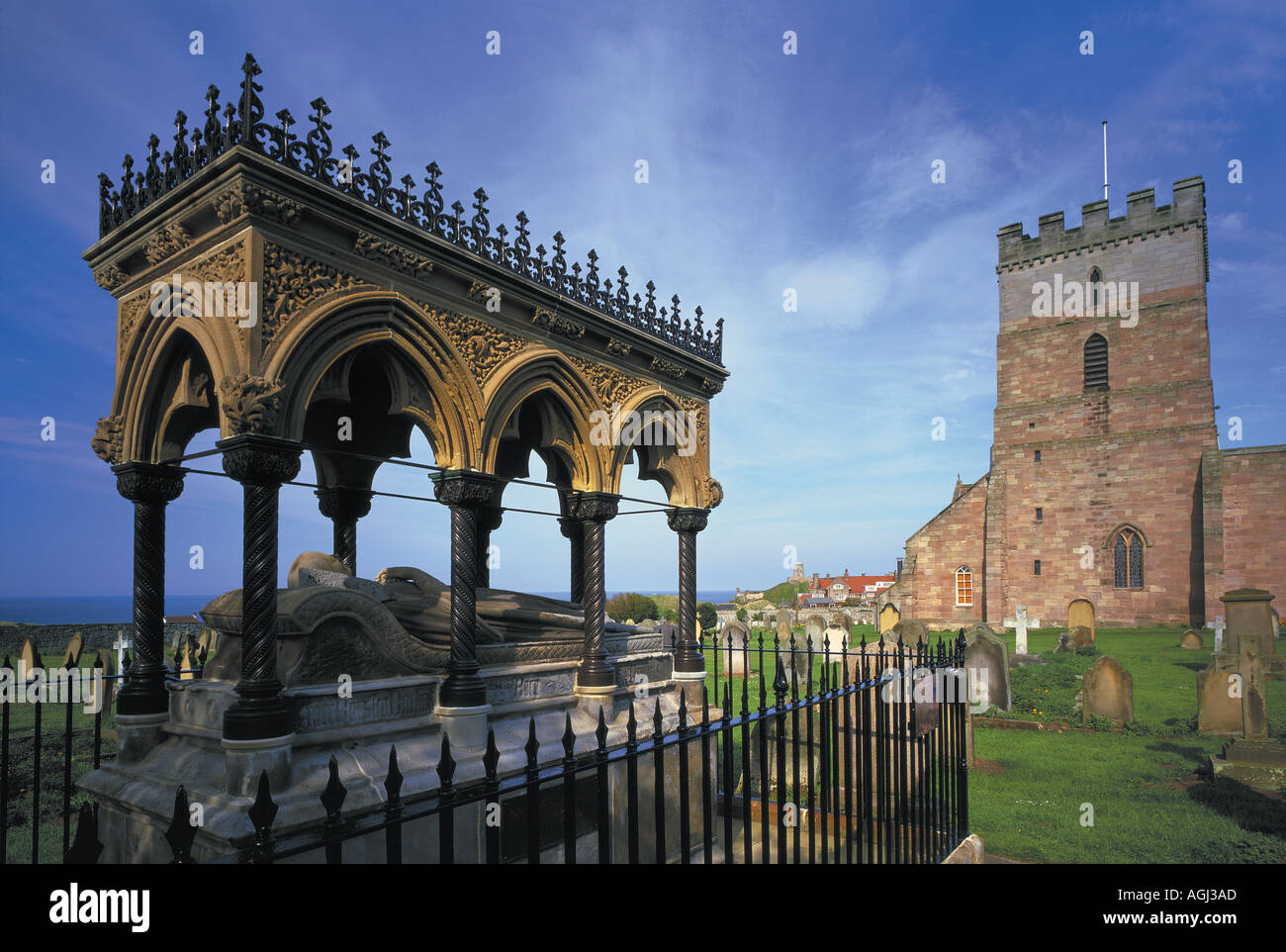 grace darling's monument and bamburgh churchyard northumberland uk ...