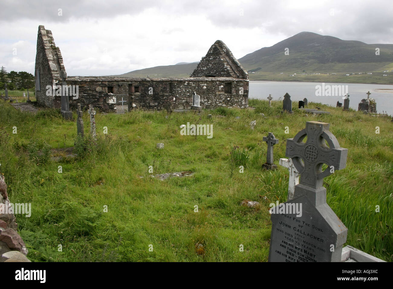 ancient church and cemetery at Kildownet, Achill Island, County Mayo ...