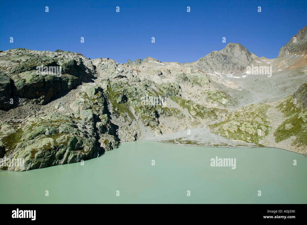Lac Blanc in the aiguille Rouge National Park above Chamonix France ...