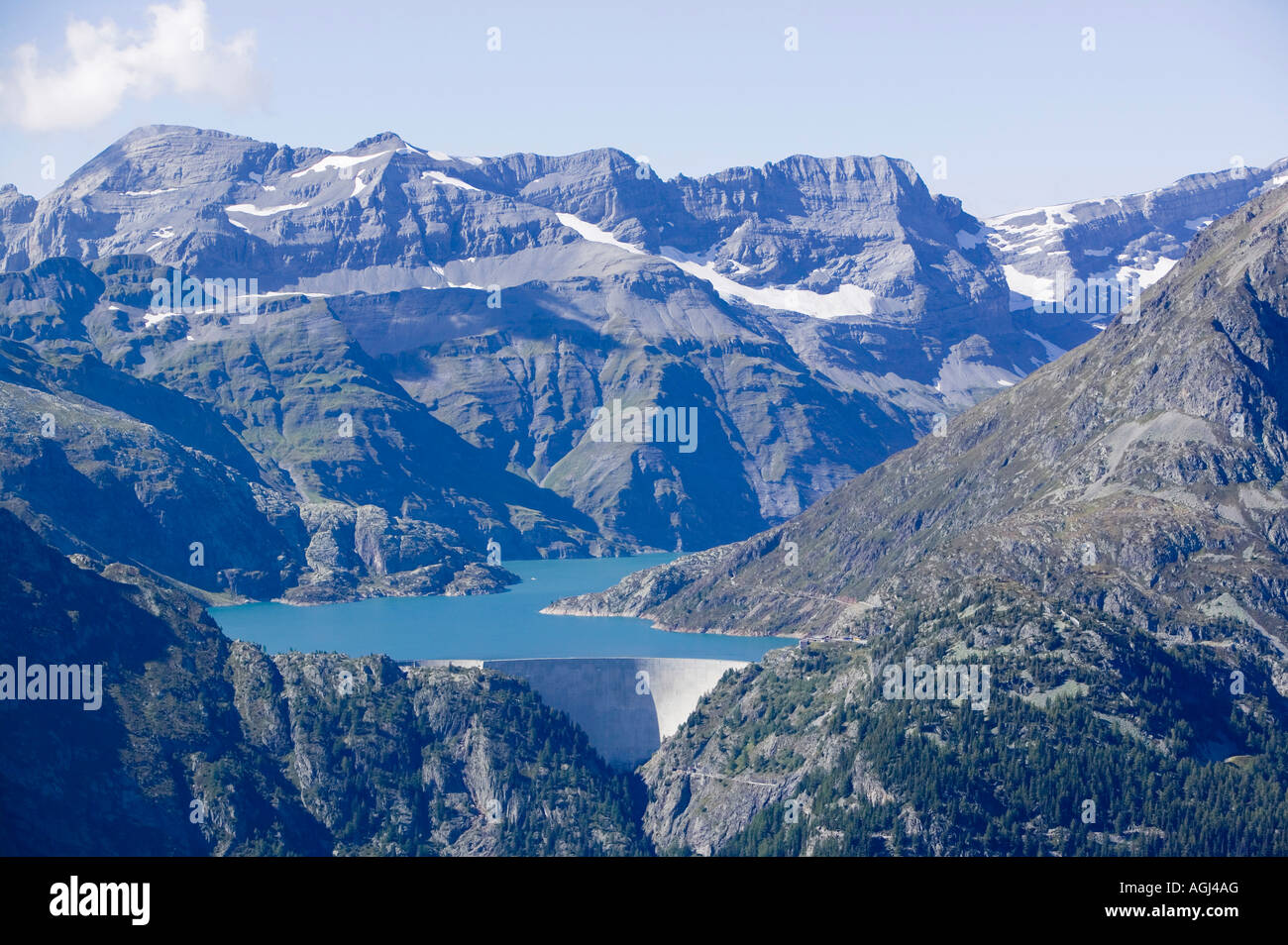 Lake Emerson on the Swiss French border dammed to generate hydro ...