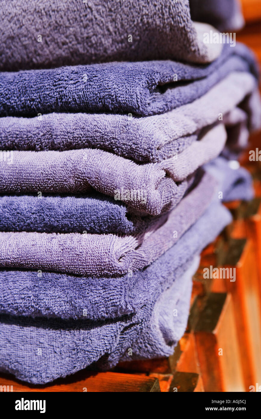 Close-up of a stack of towels Stock Photo - Alamy