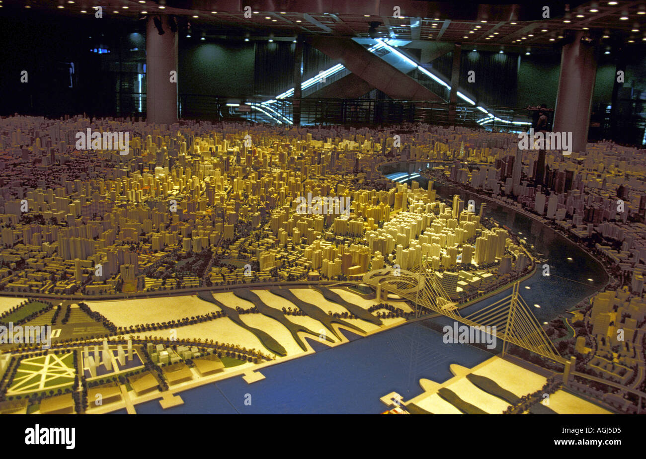 Large Shanghai city model in an exibition room Shanghai China Stock ...