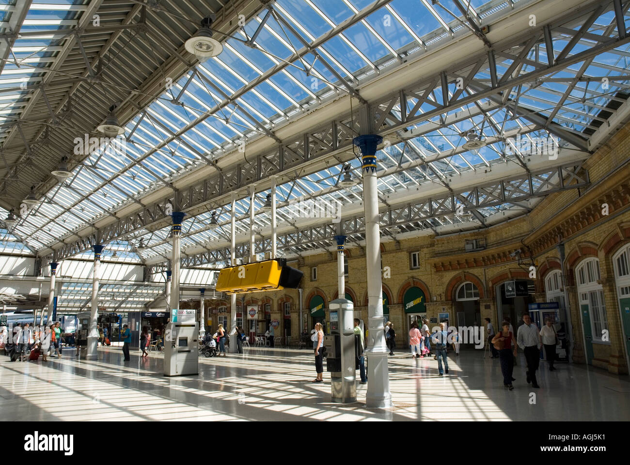 Concourse at Eastbourne railway station East Sussex south coast England ...
