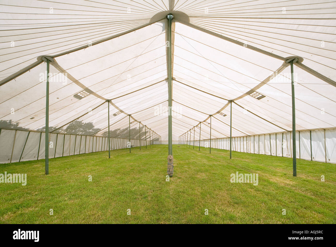 interior of empty huge tent marquee at New Forest Show before opening ...