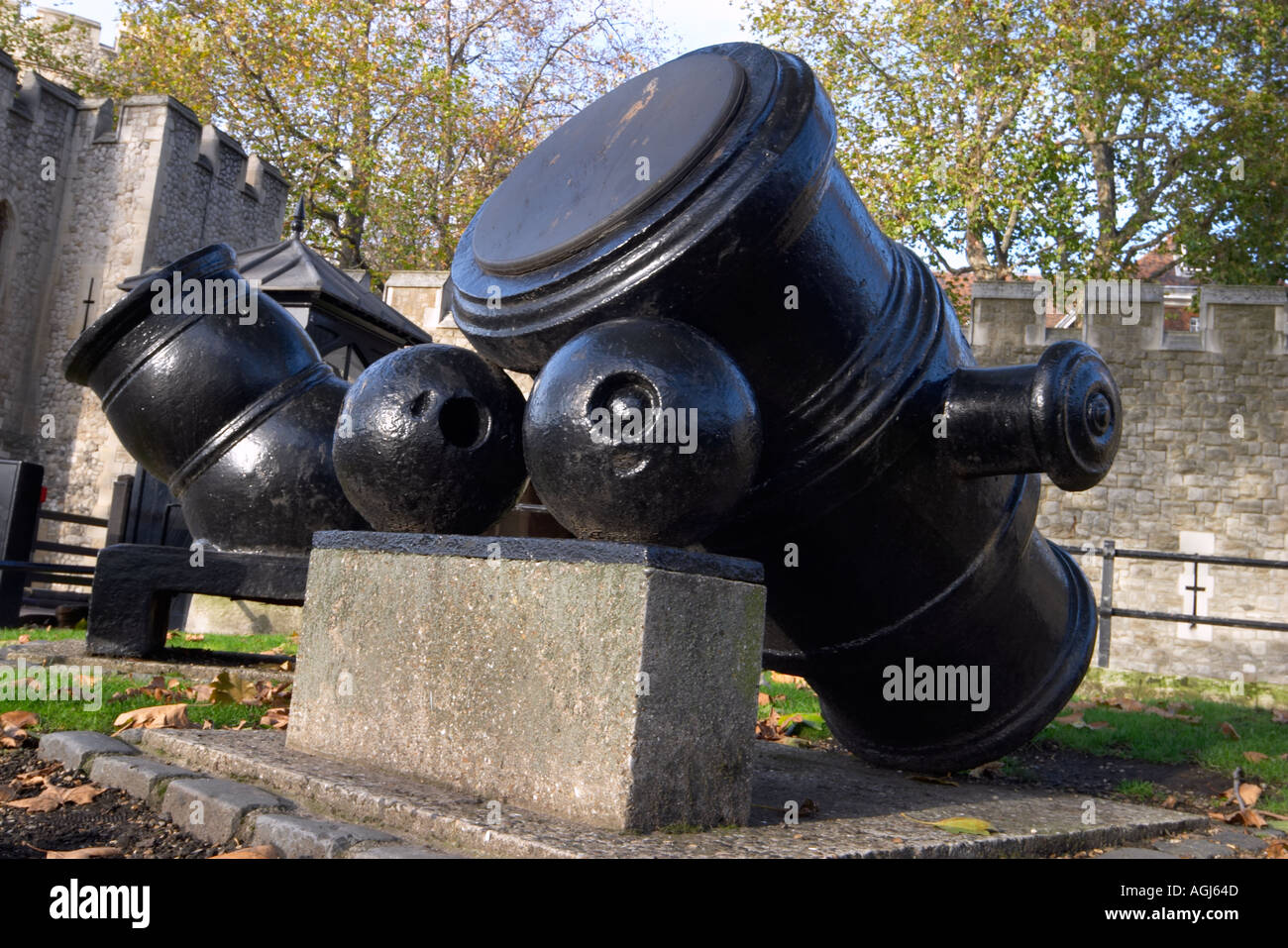 18th Century Spanish mortars at the Tower of London England Stock Photo ...