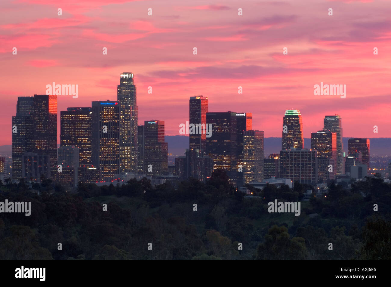 Pink sunset Los Angeles Stock Photo - Alamy