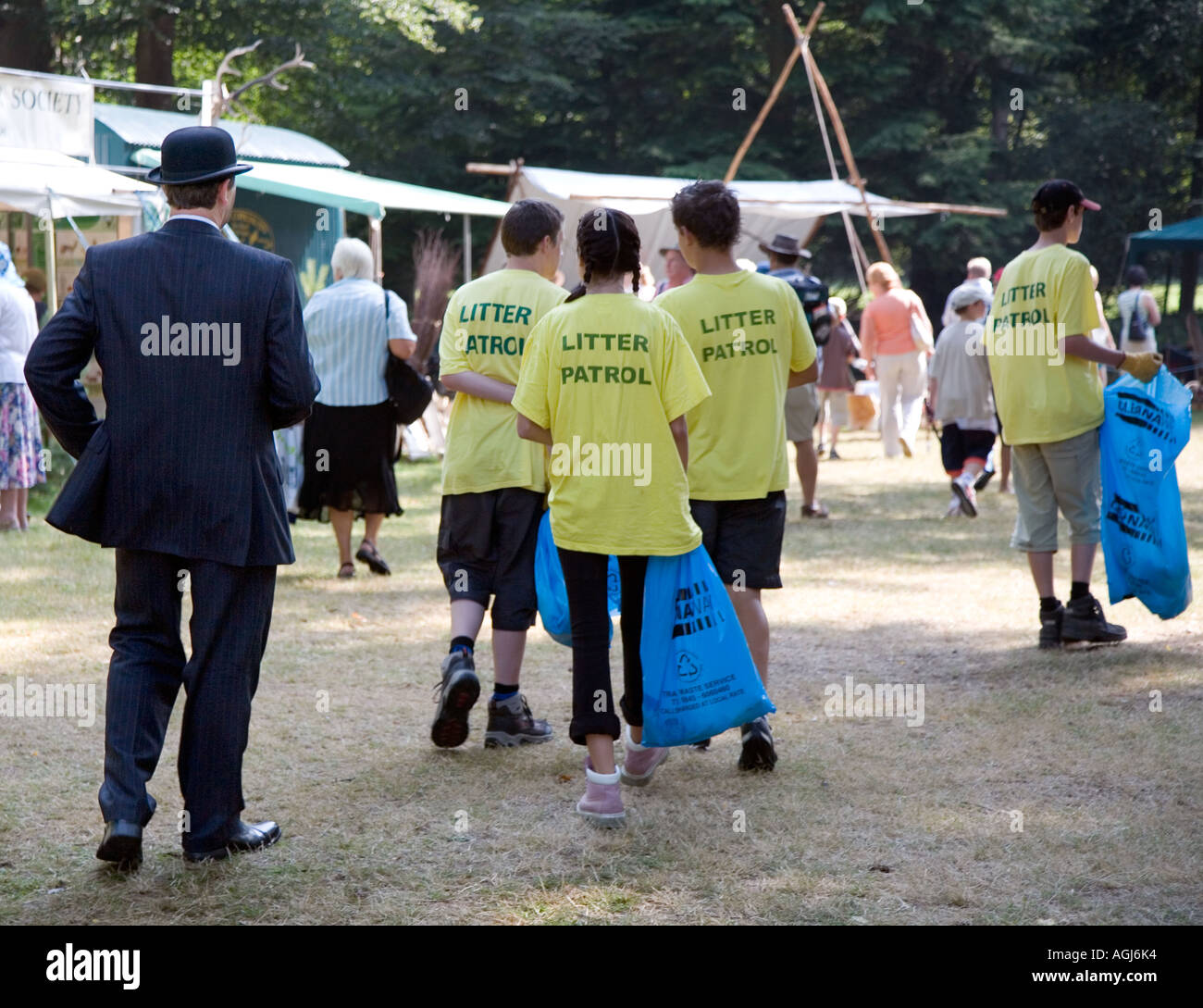Collection of litter at New Forest Show by litter patrol scouts Stock ...