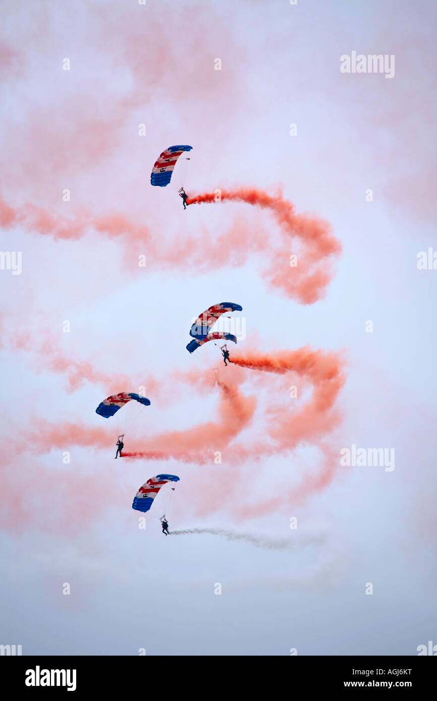 RAF Falcons performing parachute jump at air display, Shoreham airshow ...