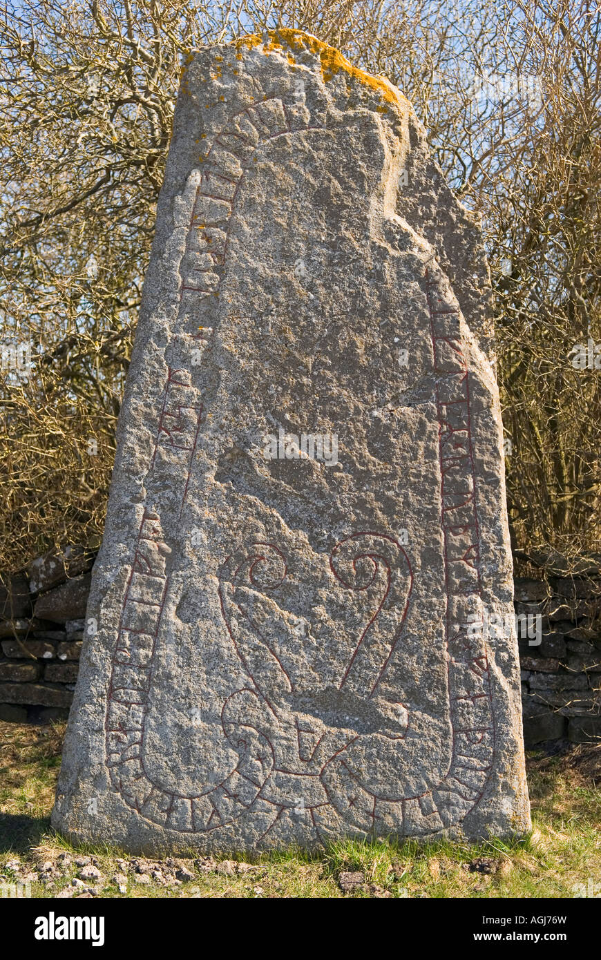 Runestone in Oland, Sweden Stock Photo - Alamy