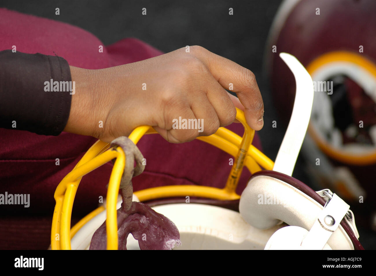 Parts of football game and hands and such of 11 and 12 year old players ...