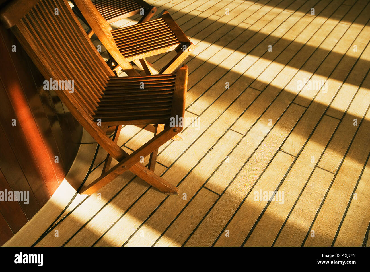 Deck chairs on a deck Stock Photo - Alamy