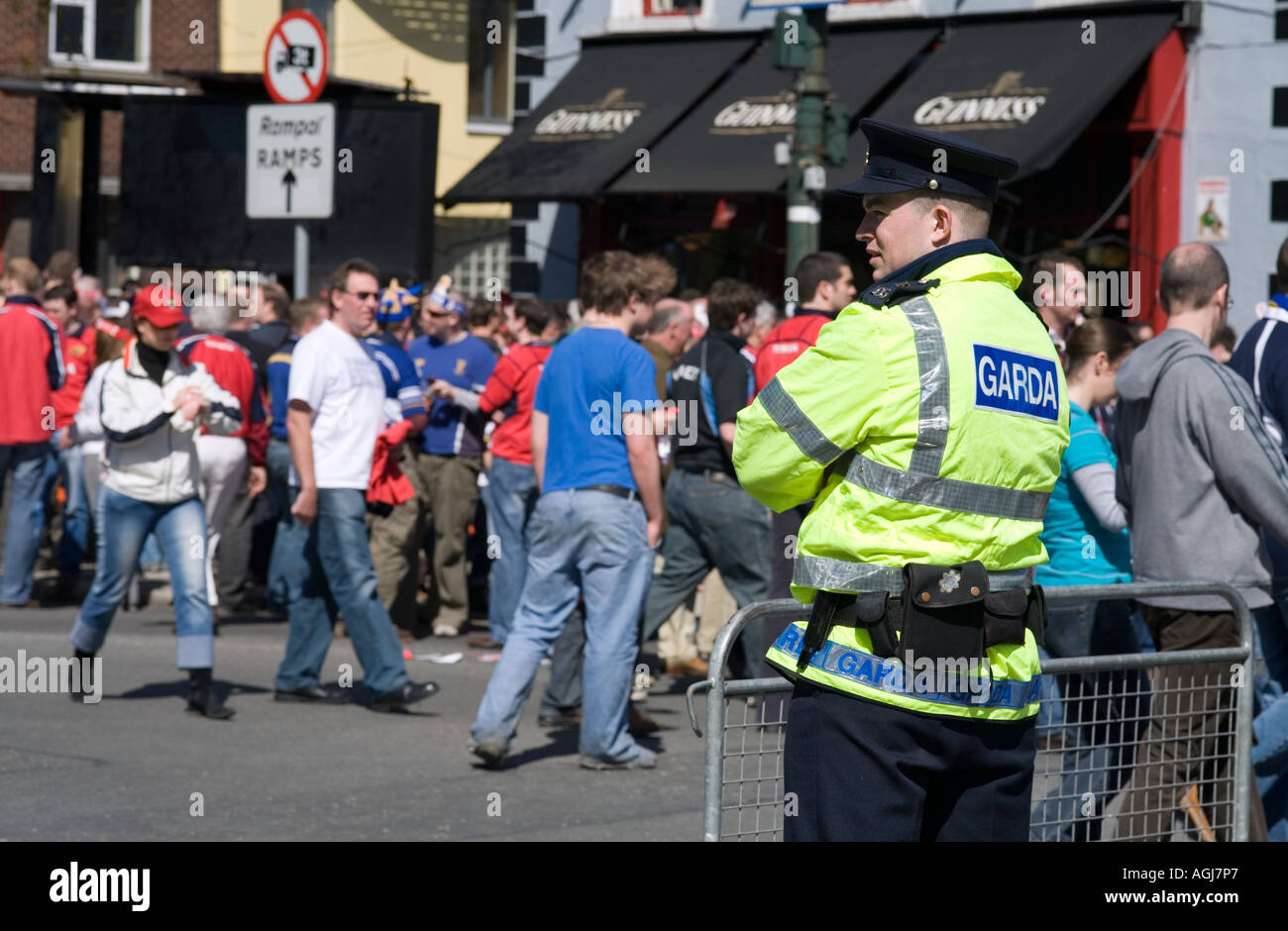 Garda Watching Crowd Rugby Match Lansdowne Road Dublin Ireland Stock ...