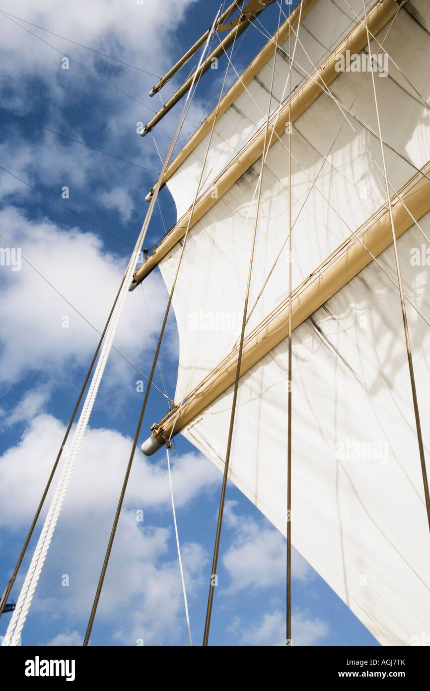 Low angle view of sails of a sailing ship Stock Photo - Alamy