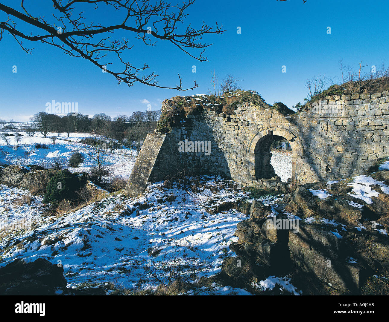 Mitford Castle near Morpeth Northumberland Stock Photo - Alamy