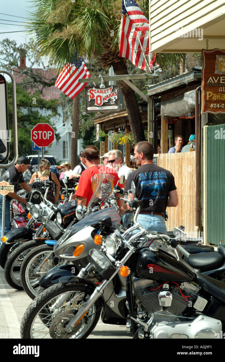 Harley Davidson riders in St Augustine Florida fl USA Stock Photo - Alamy