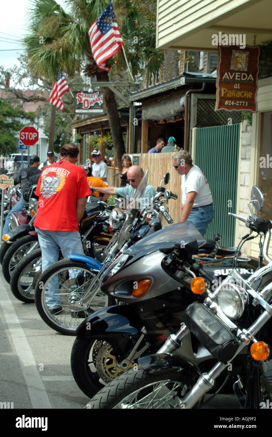 Harley Davidson riders in St Augustine Florida fl USA Stock Photo - Alamy