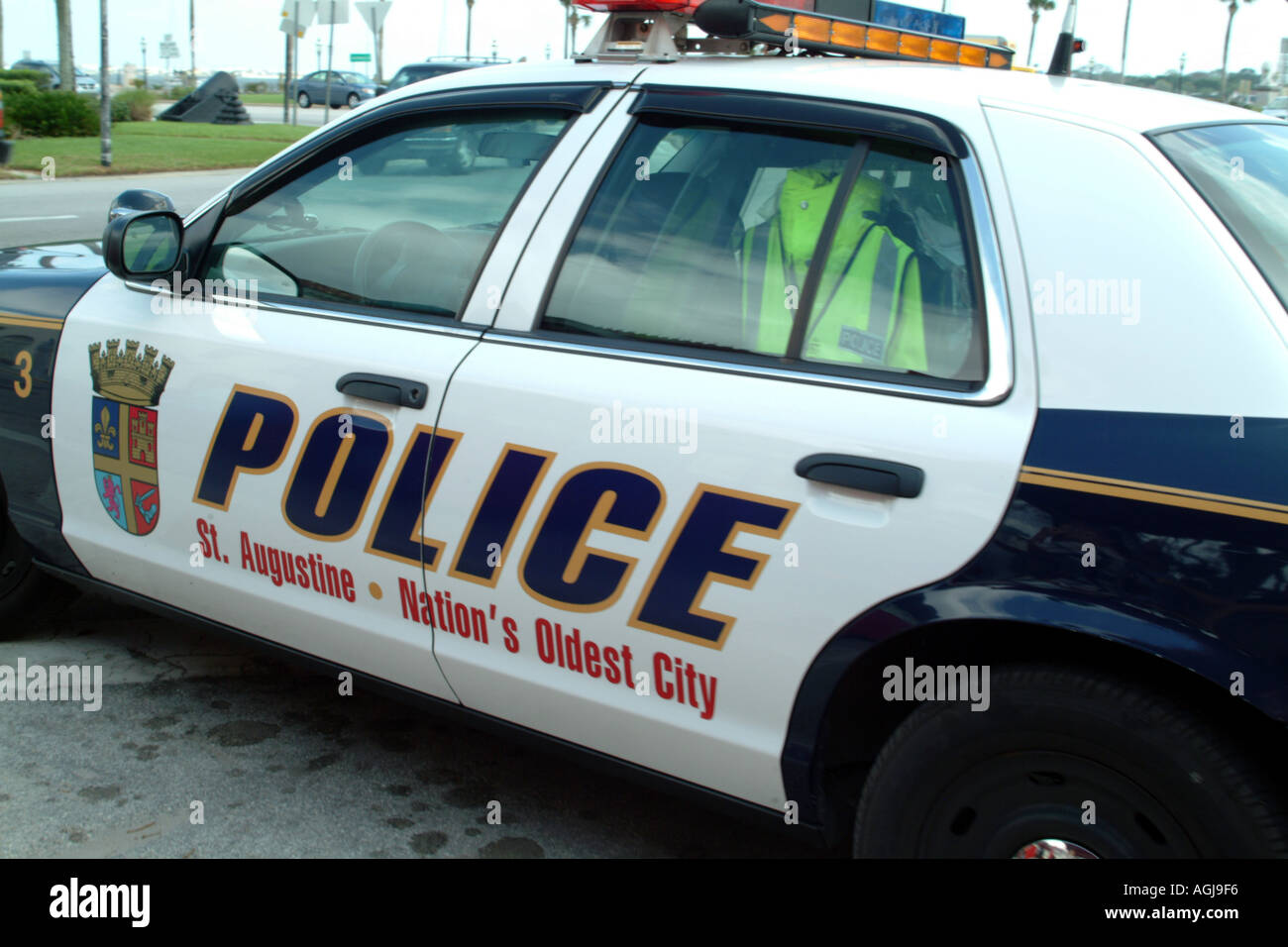 St Augustine Florida fl USA Police car Oldest City sign on doors Stock ...
