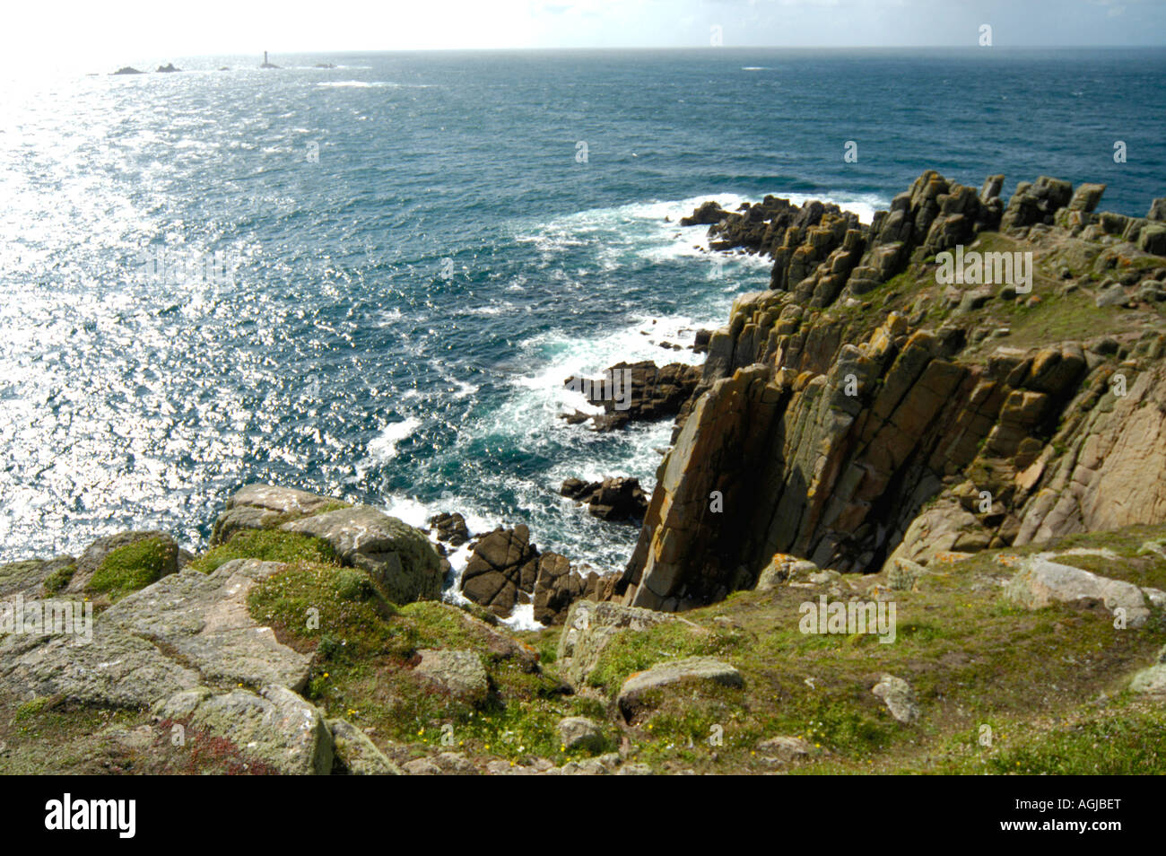 Cornwall England cliffs and sea at Land s End Stock Photo - Alamy