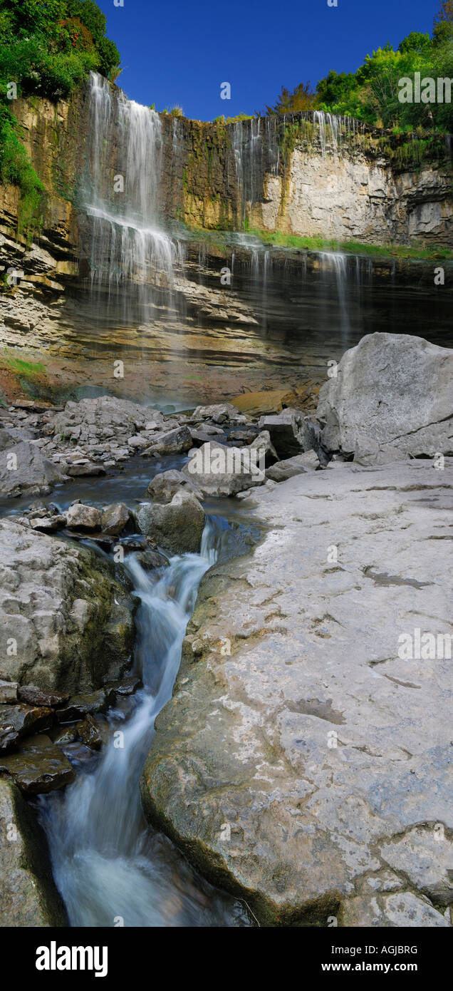 Wide view of Websters Falls Niagara escarpment from the Spencer Gorge ...