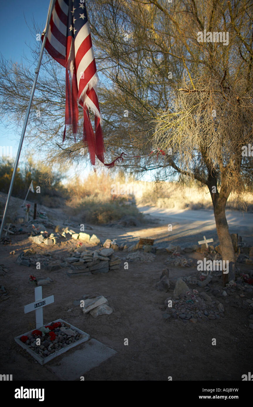 Pet Cemetery near the Sleepy Hollow trailer park on the Quechan Indian ...