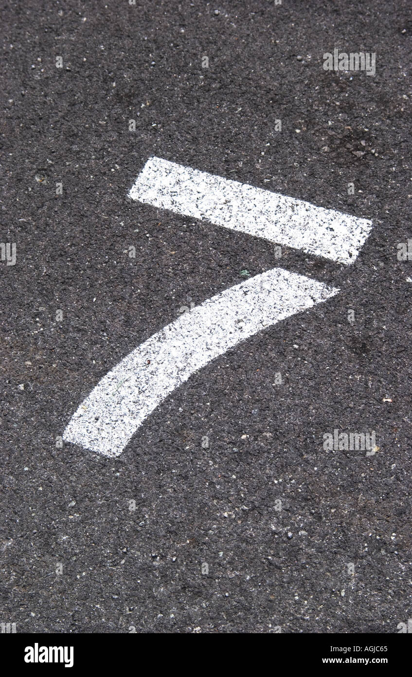 Numbering painted on pavement Stock Photo - Alamy